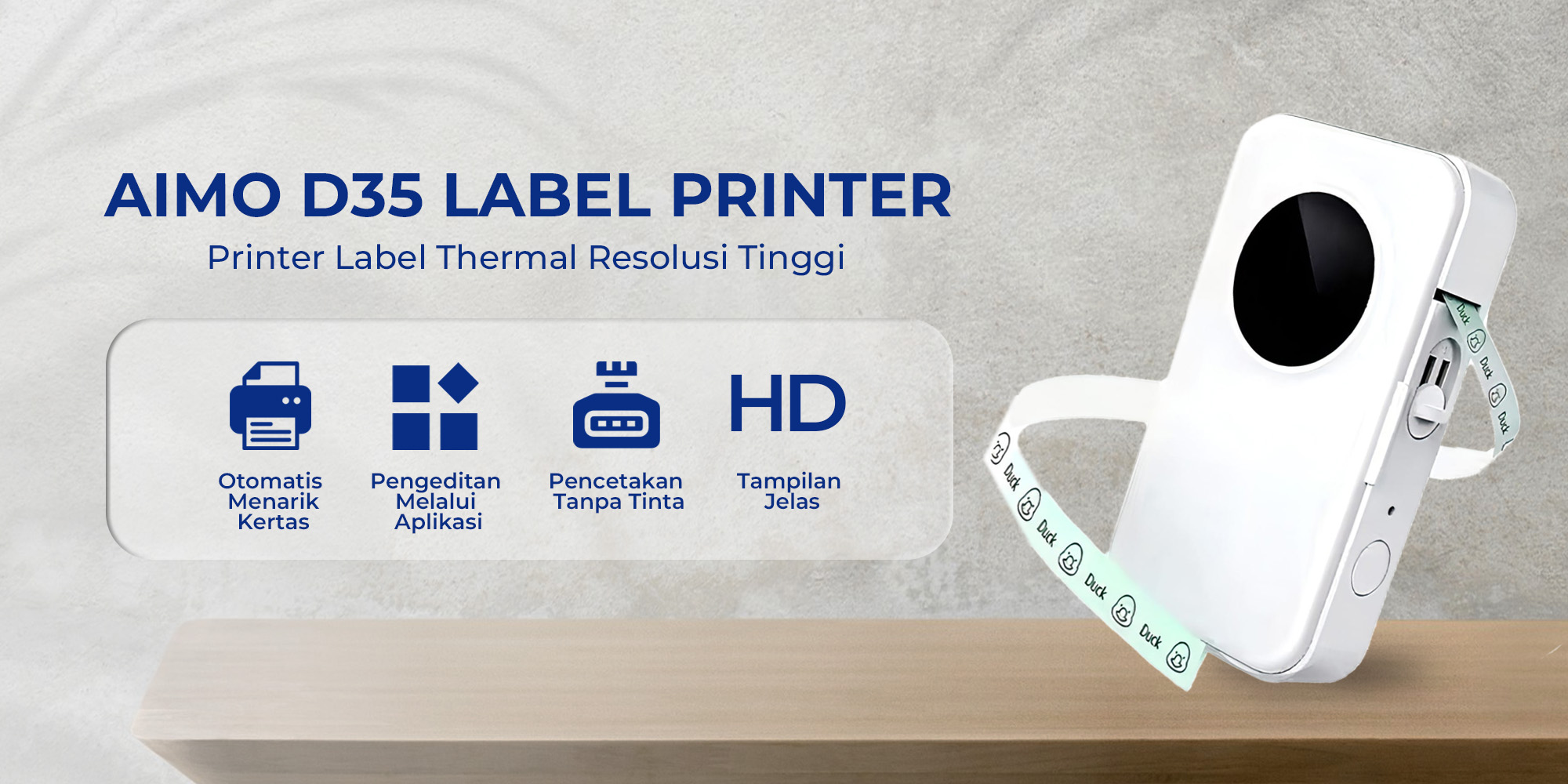 Jual AIMO D35 Smart Label Pocket Thermal Printer Wireless Bluetooth Portable Mini Printer ...