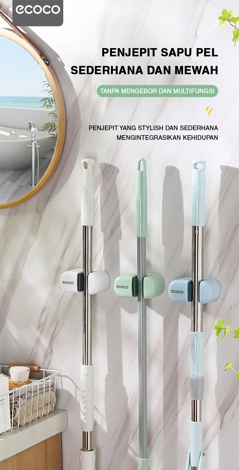 Jual ECOCO Simple Mop Holder - Holder Gantungan Dinding Penjepit Sapu Pel Payung Sikat ...