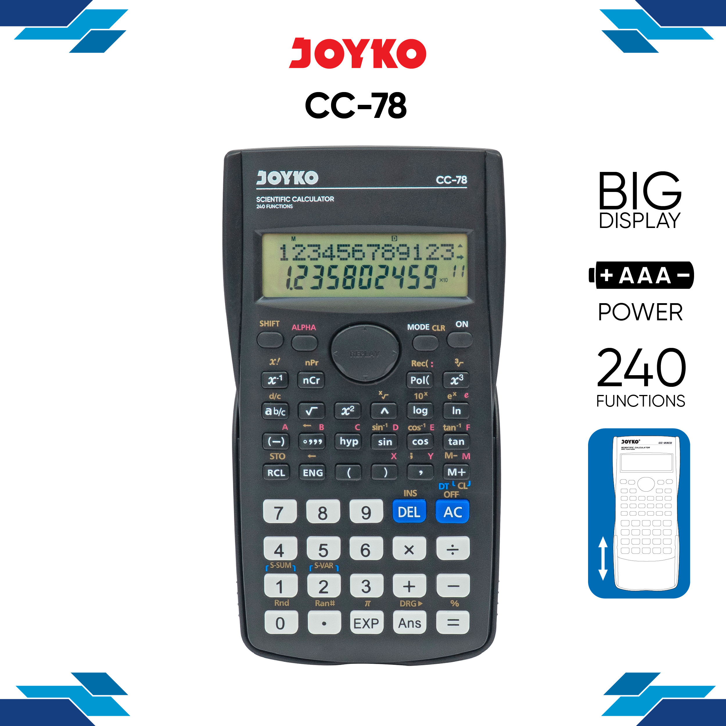 Jual JOYKO Calculator Scientific Kalkulator Ilmiah CC-78 240 Functions | Shopee Indonesia