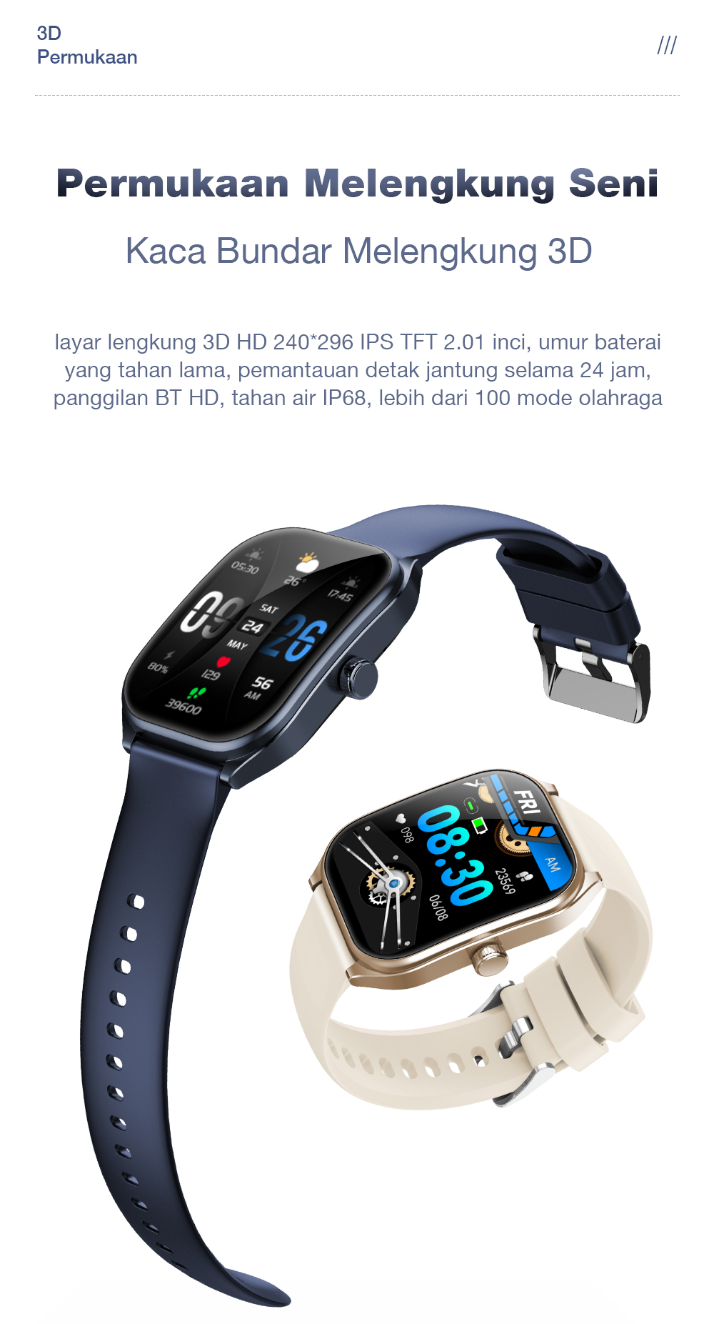 Jual Aolon Curve Jam Tangan Smartwatch Wanita Original IP68 Waterproof ...