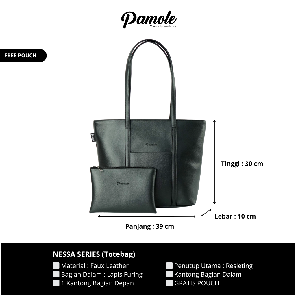 Jual Pamole - Tote Bag Wanita Bahan Kulit Sintetis Penutup Resleting ...