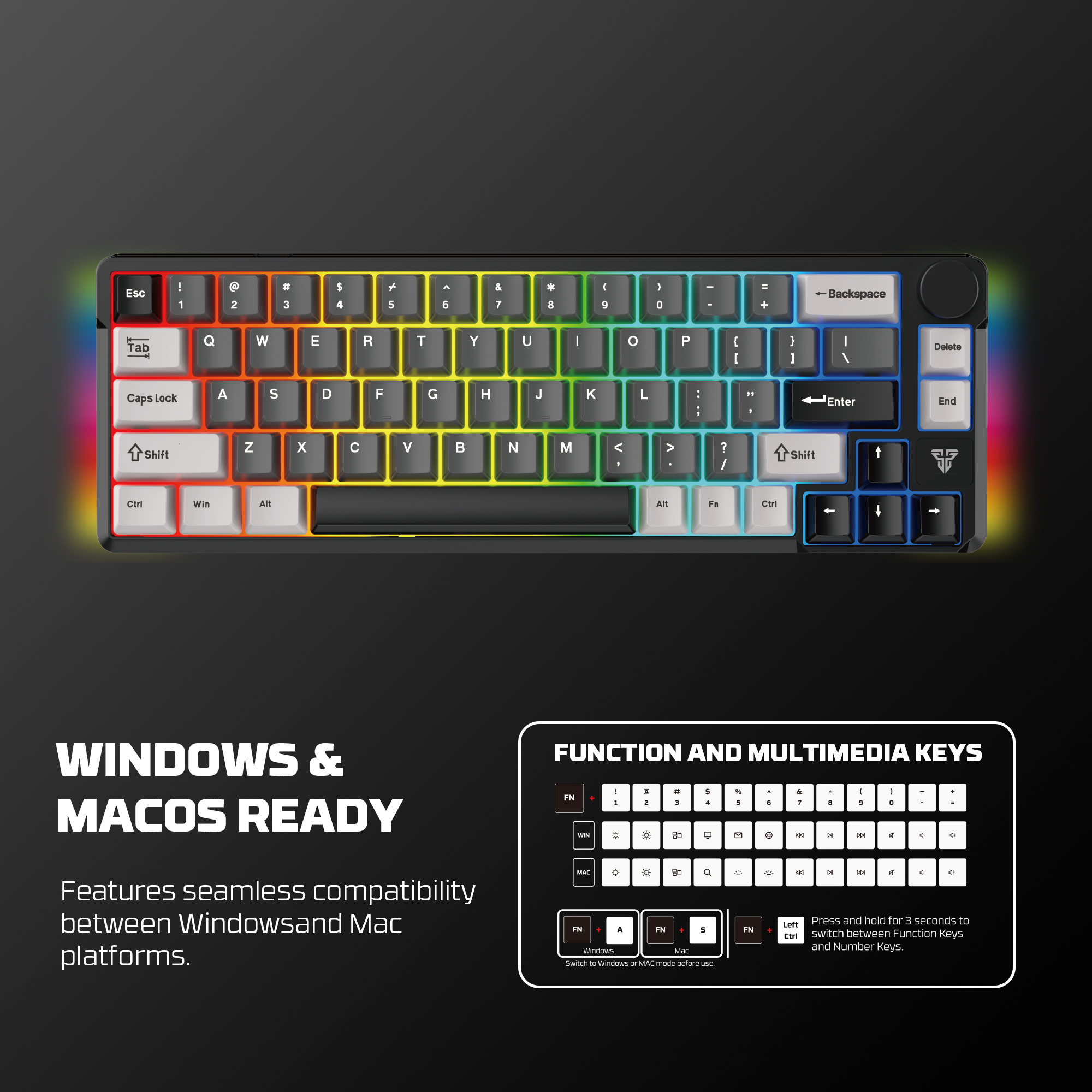 Jual Fantech ATOM PRO 66 Layout 65% Cherry Profile Wireless Keyboard ...