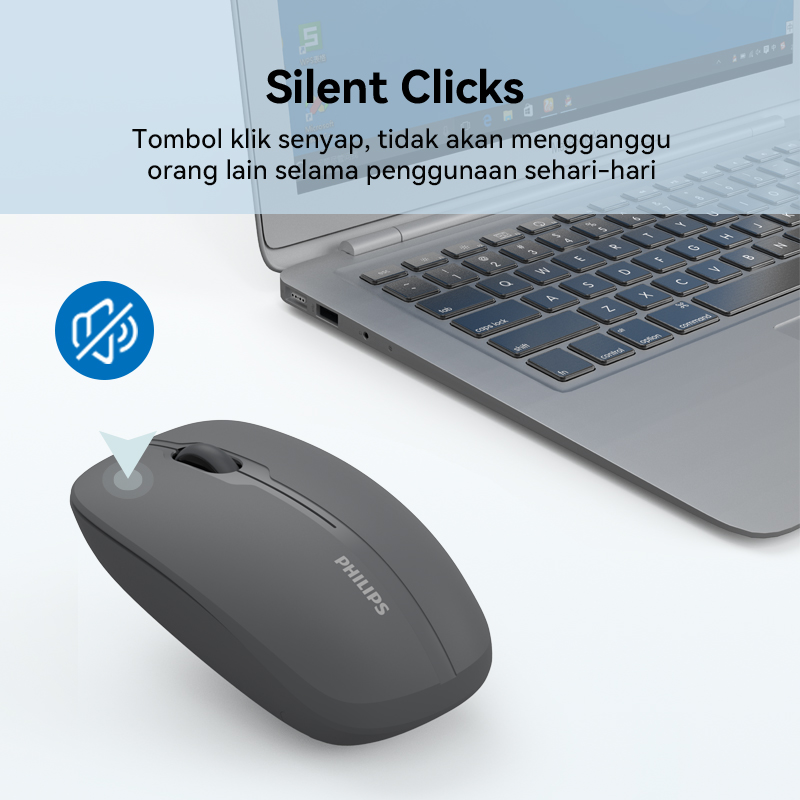 Jual Philips Mouse Dual Mode Wireless + Bluetooth Silent Clicks 1600 ...