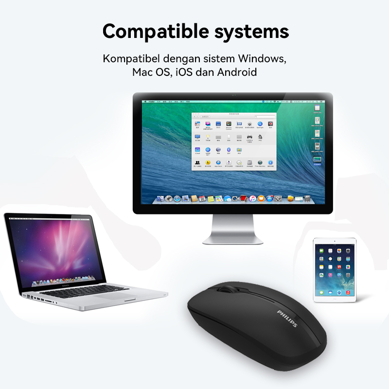Jual Philips Mouse Dual Mode Wireless + Bluetooth Silent Clicks 1600 ...
