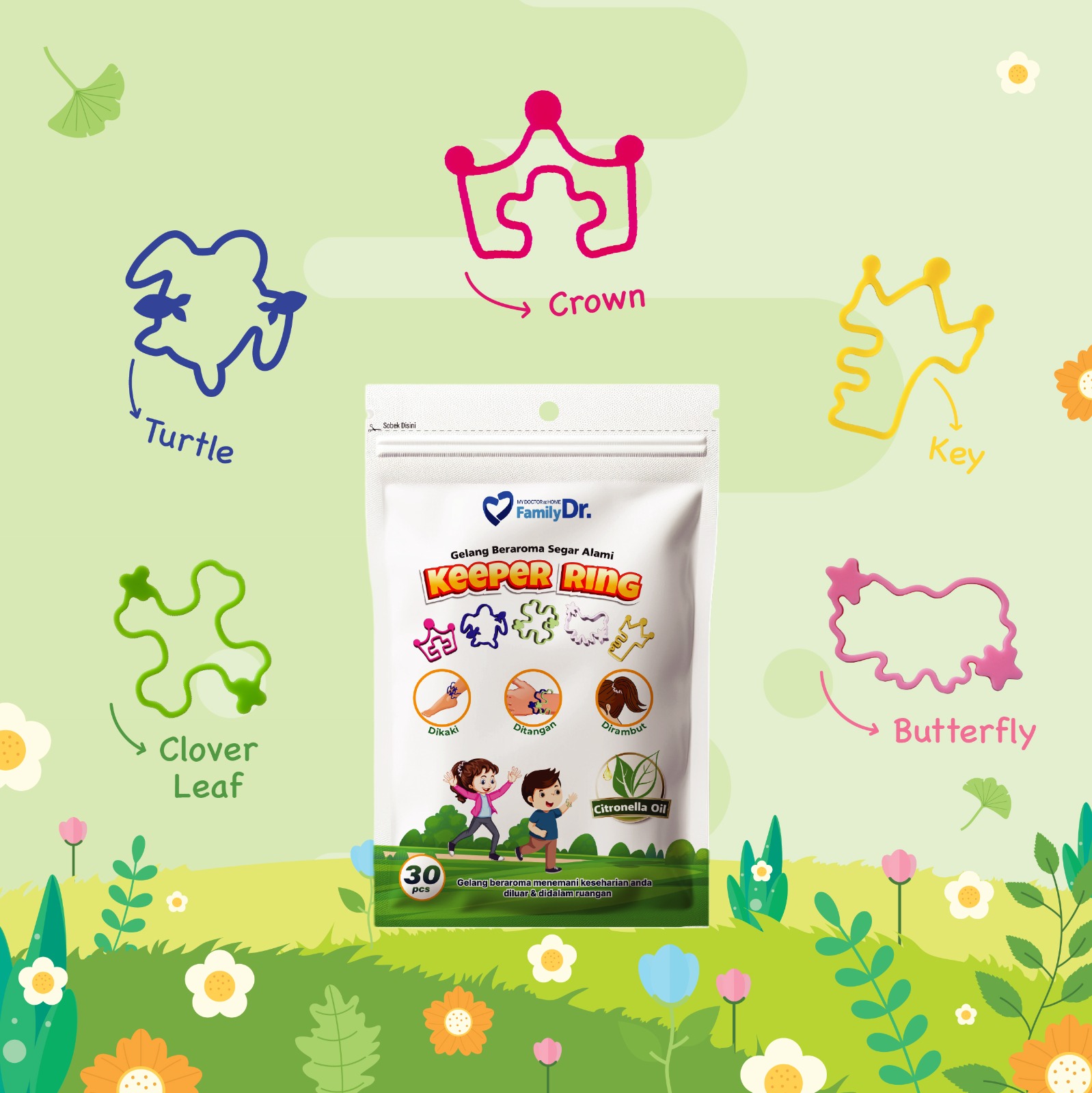 Jual Family Dr. Keeper Ring Insect Repellent Gelang Anti Nyamuk dan ...
