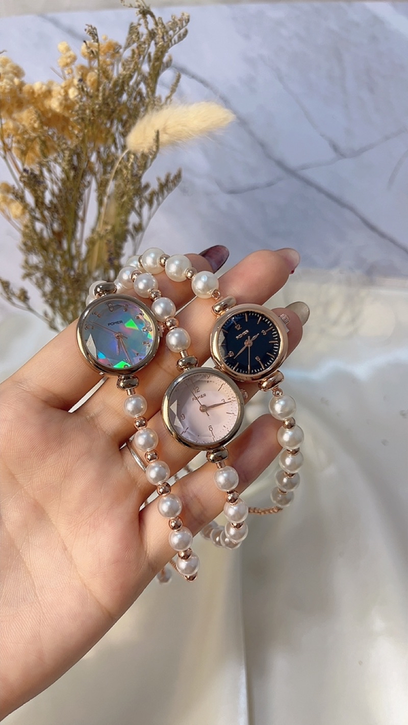 Jual POMER Jam Tangan Wanita Tali Gelang Mutiara Anti Air Korea Elegan ...