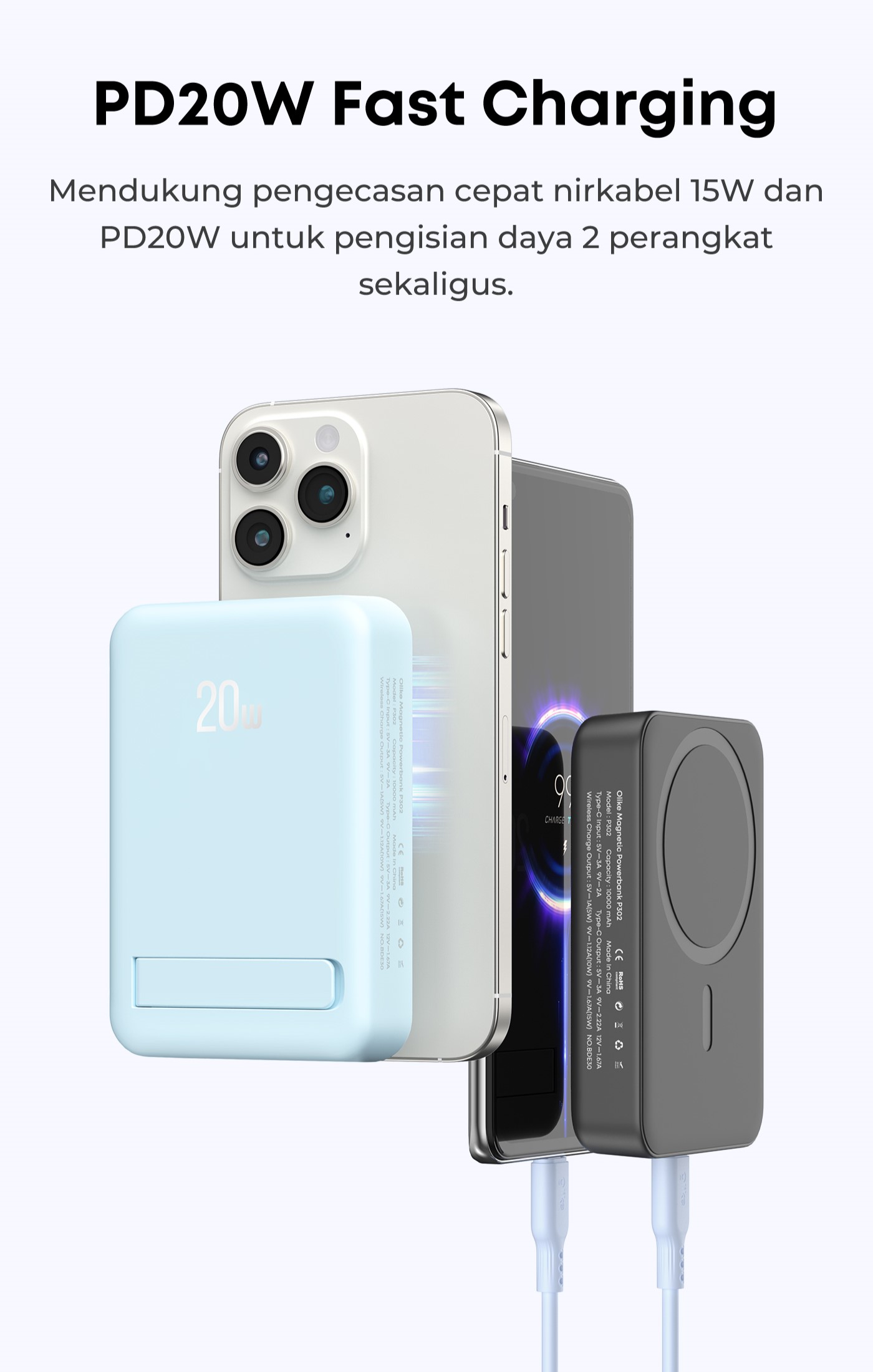 Jual OLIKE Powerbank P302 Magnetic Wireless Quick Charge 10000mAh | Power Bank Magsafe Fast ...