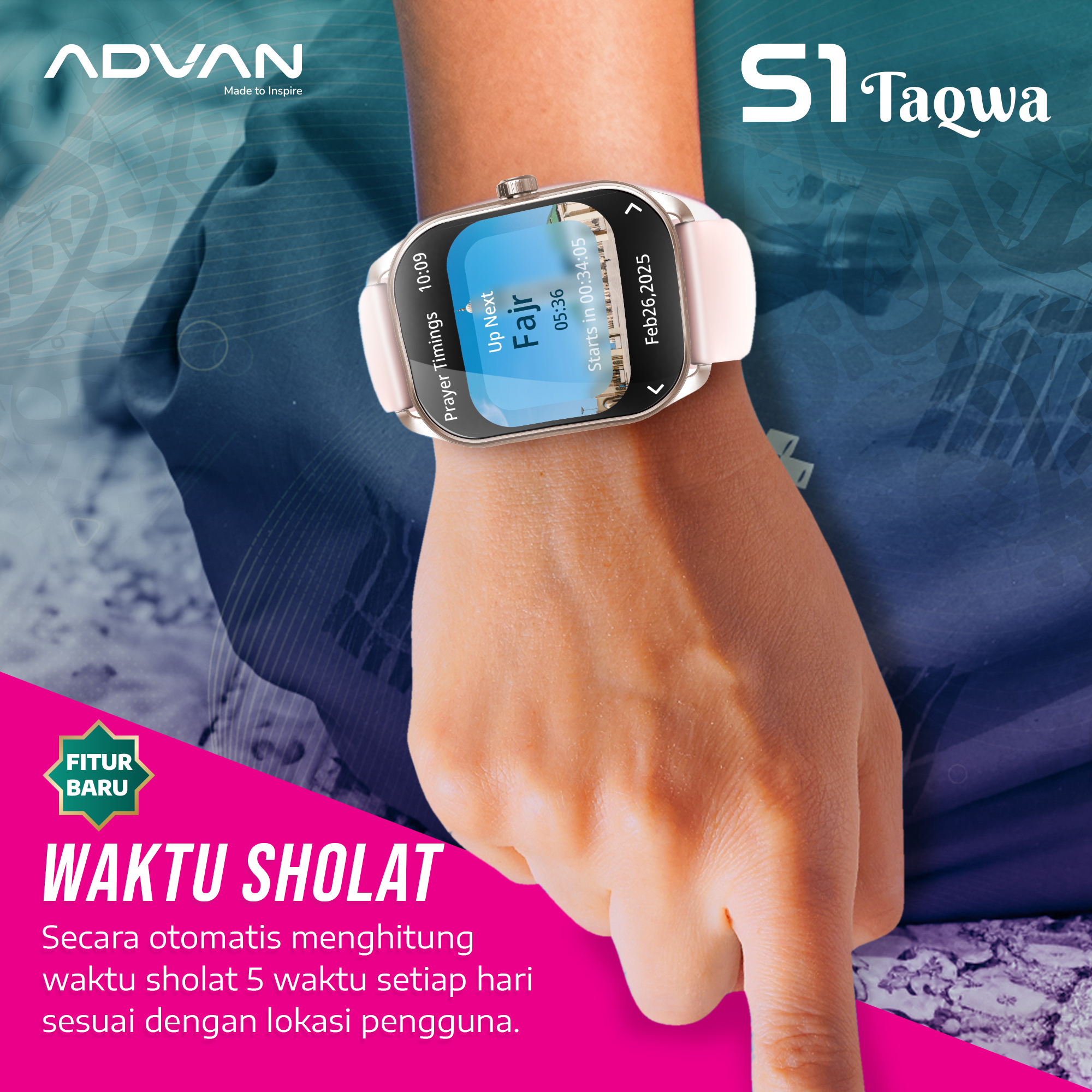 Jual ADVAN Smartwatch S1 Taqwa – Fitur Islami IPS 2.01” Ai Voice ...