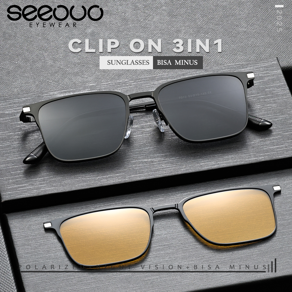 Jual Seeouo Kacamata Clip On Antiradiasi Blueray 3in1 Polarized Night Vision Lens Model kotak ...