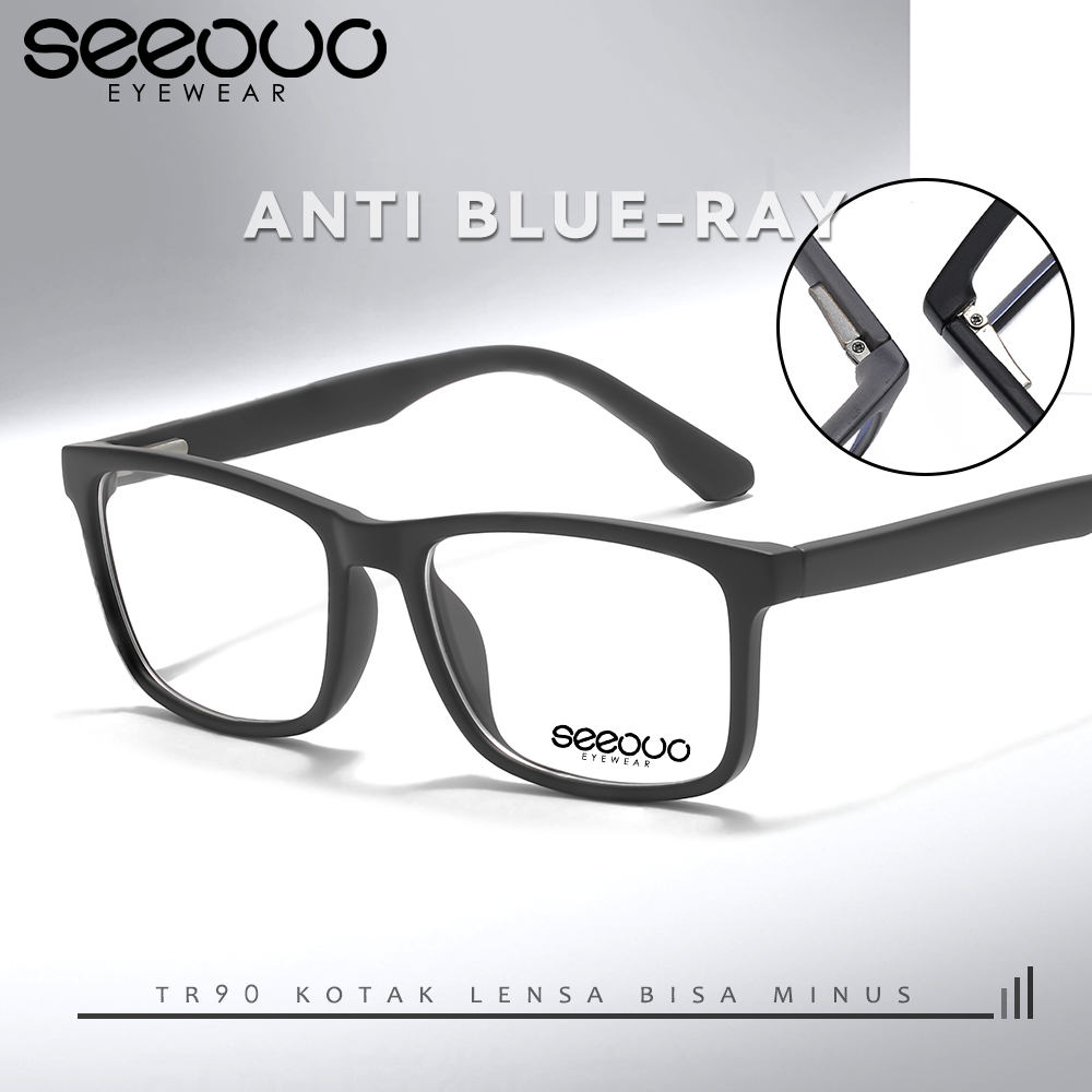 Jual Seeouo Kacamata Frame Antiradiasi Blueray Model Kotak Stylish ...