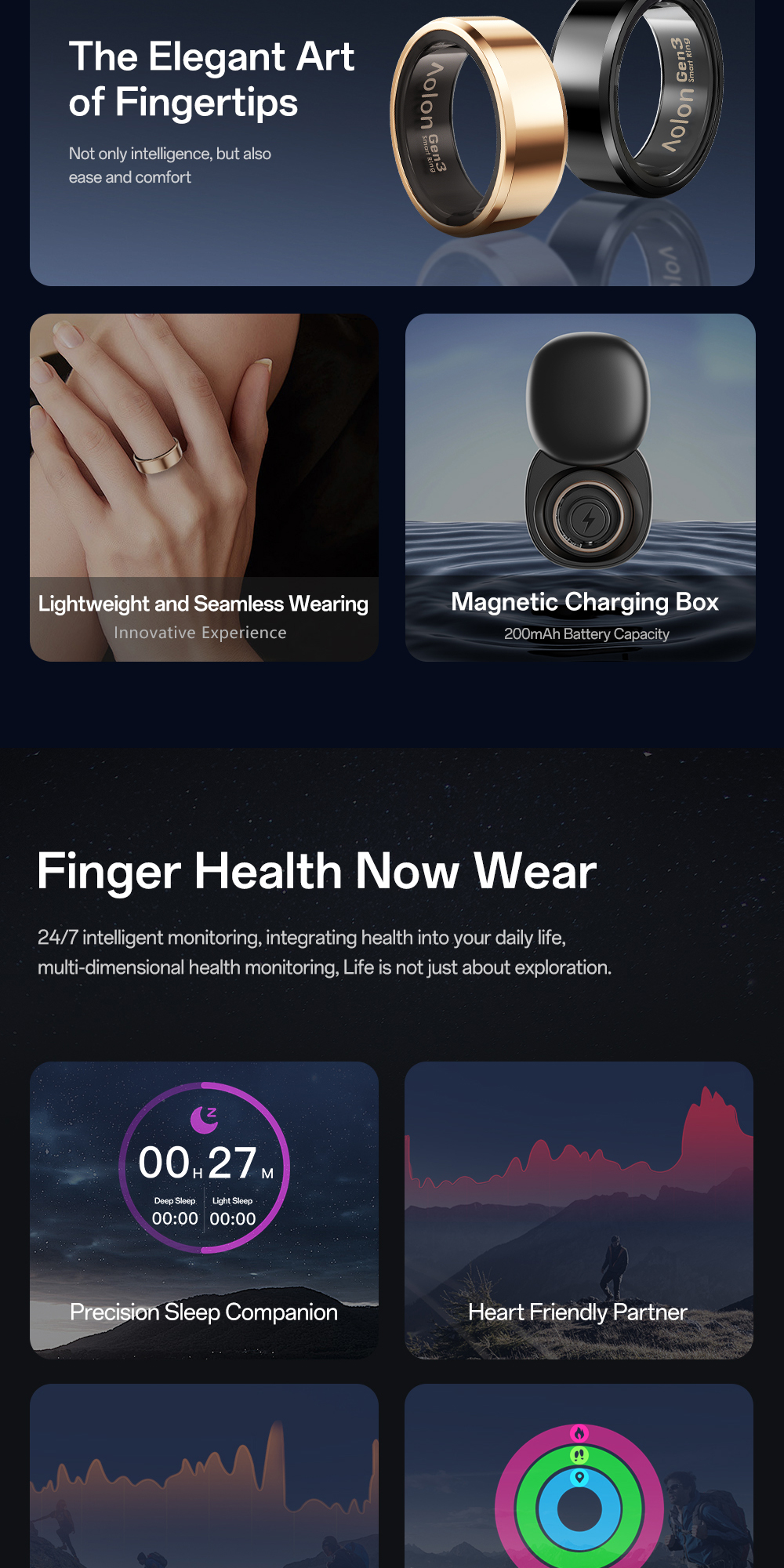 Jual Aolon Ring Gen 3 Smart Ring Health Ring Heart Rate Blood Oxygen ...