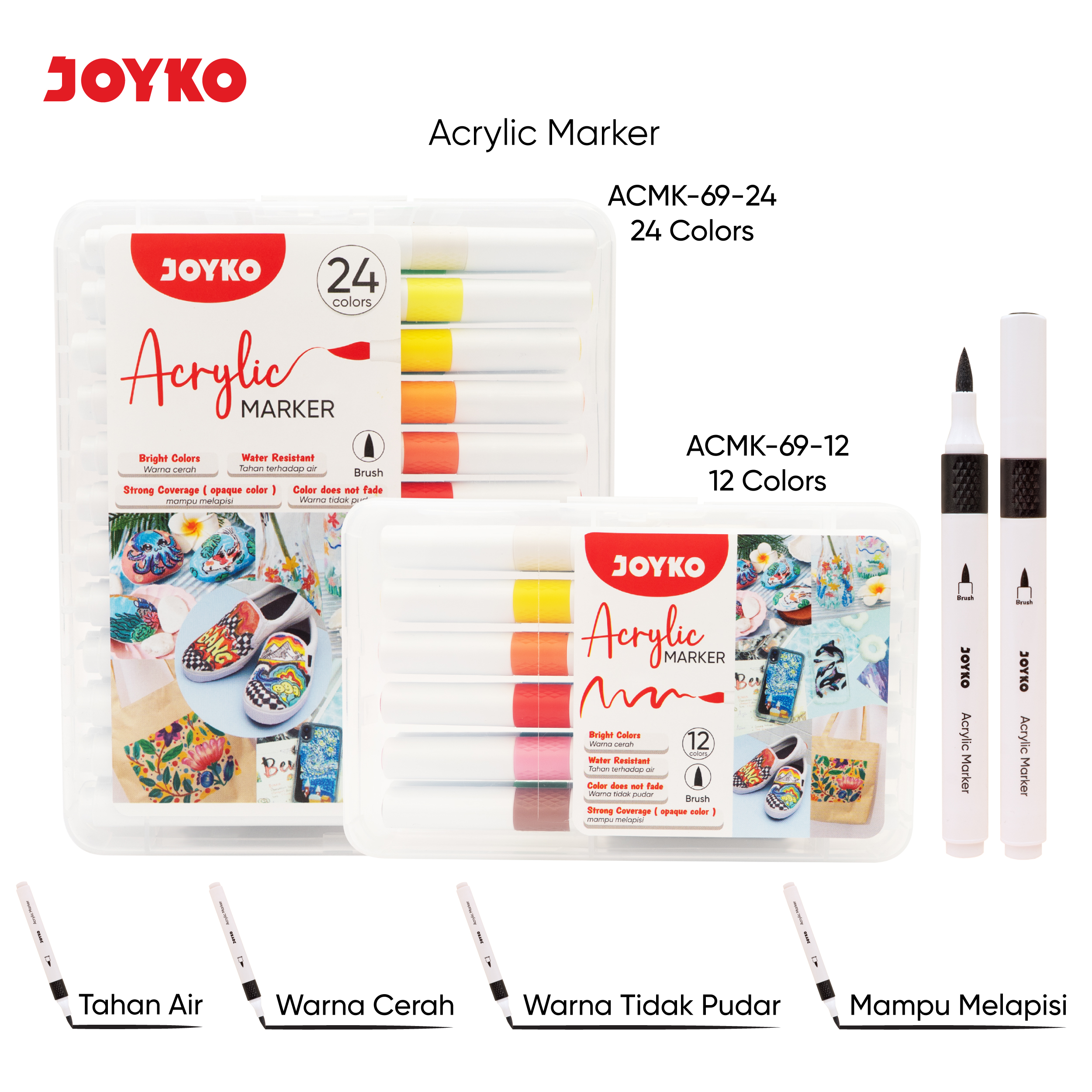 Jual Acrylic Marker Spidol Akrilik Joyko ACMK-69 | Shopee Indonesia