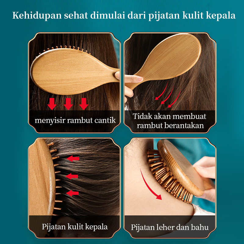 Jual GYT Sisir Rambut kayu Wanita Hair Brush Massage Comb Anti-static ...