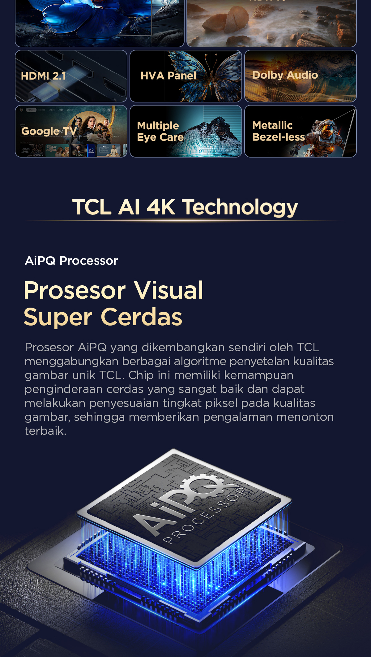Jual TCL AI 4K Google TV 43 inch V6C - MEMC - HDR 10 - HVA Panel - Dolby Audio - Google Play ...