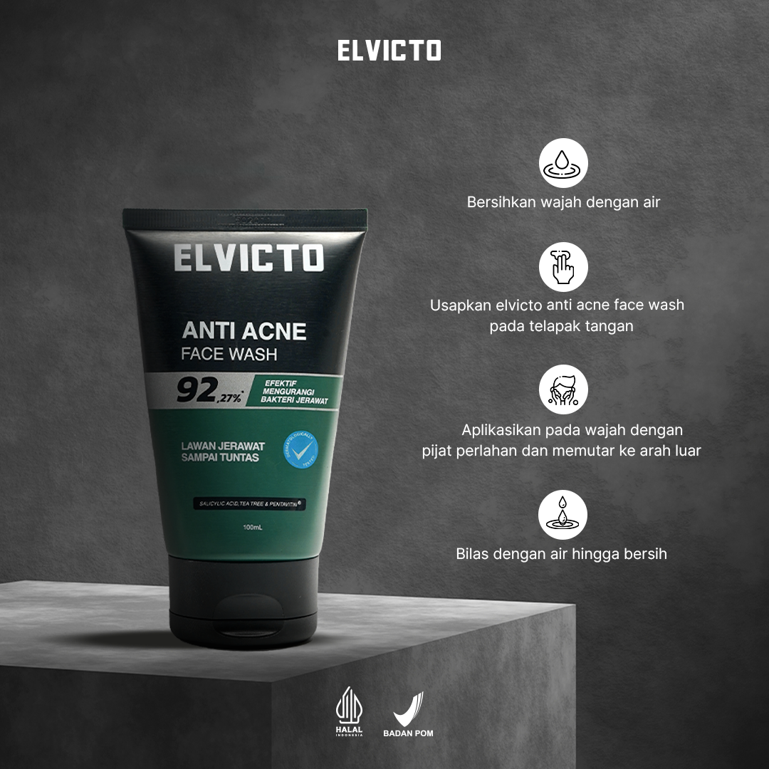 Jual ELVICTO ANTI ACNE FACE WASH 100gr | Sabun Wajah Jerawat Pria Sabun Kulit Berjerawat Acne ...
