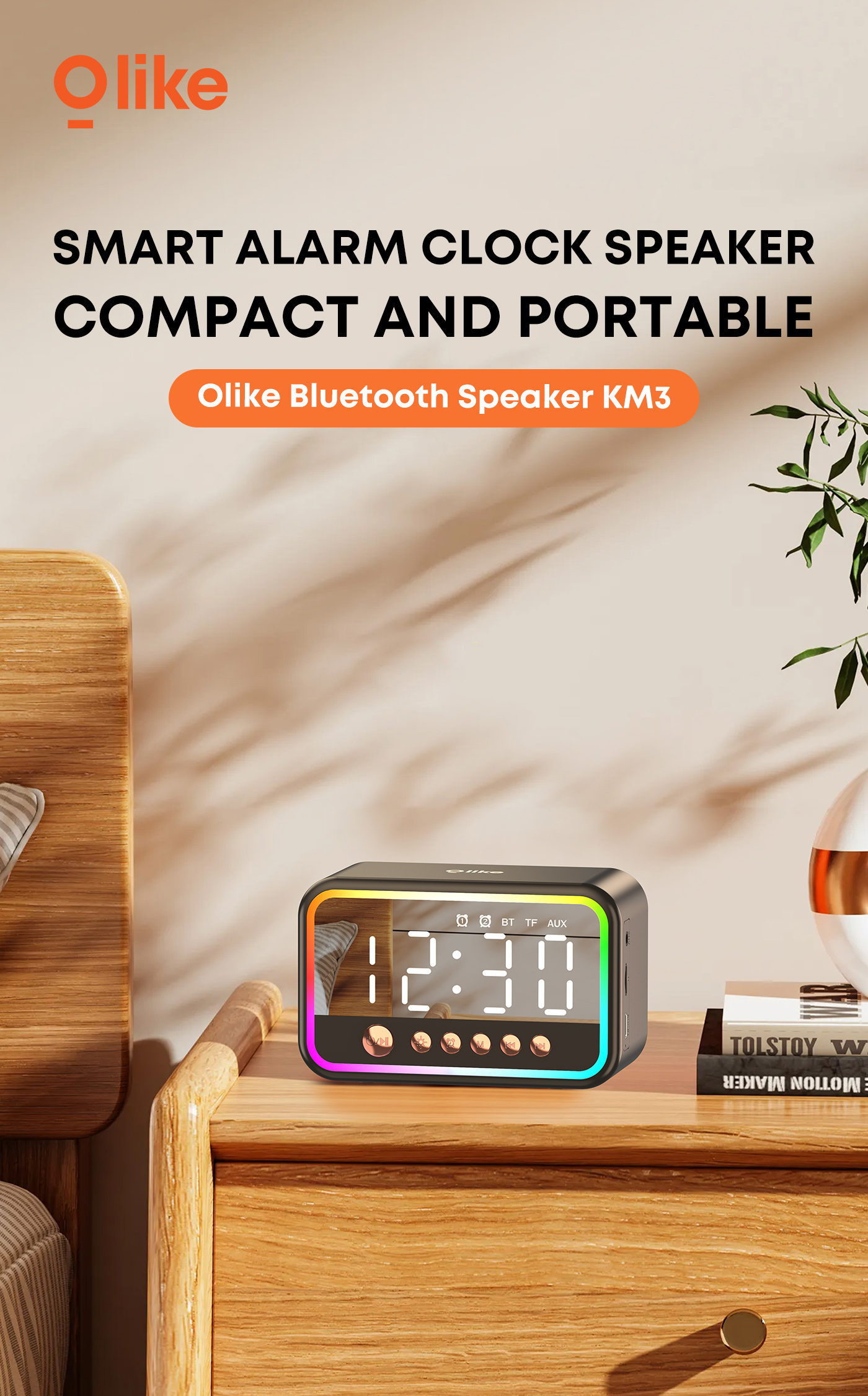 Jual [NEW PRODUCT] Olike Speaker Wireless KM3 Display Jam Alarm LED RGB ...