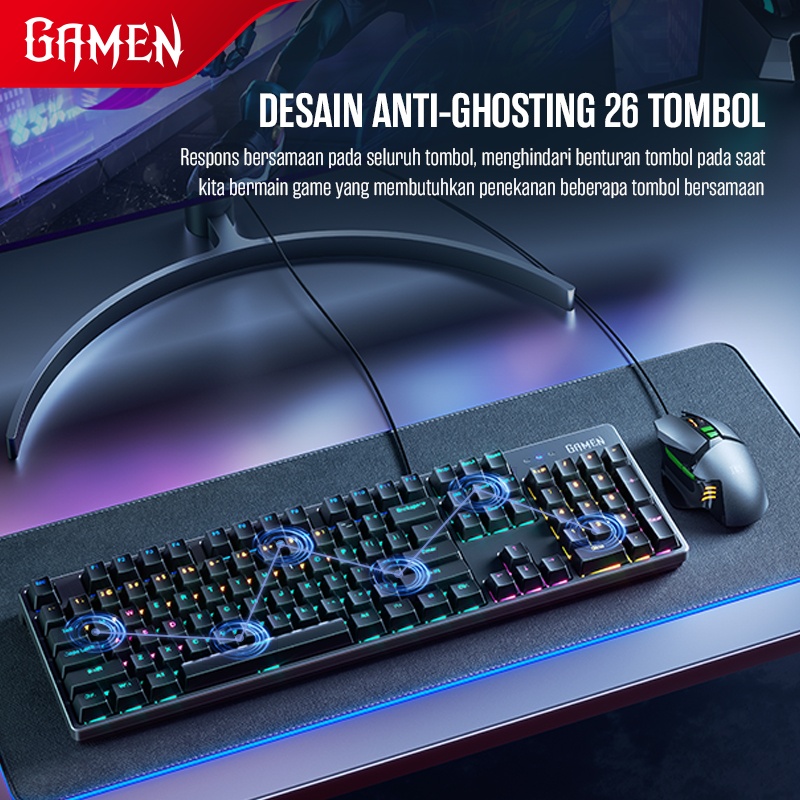 Jual GAMEN Titan 8 Keyboard Gaming Mechanical Ergonomic Keycaps RGB 3 ...