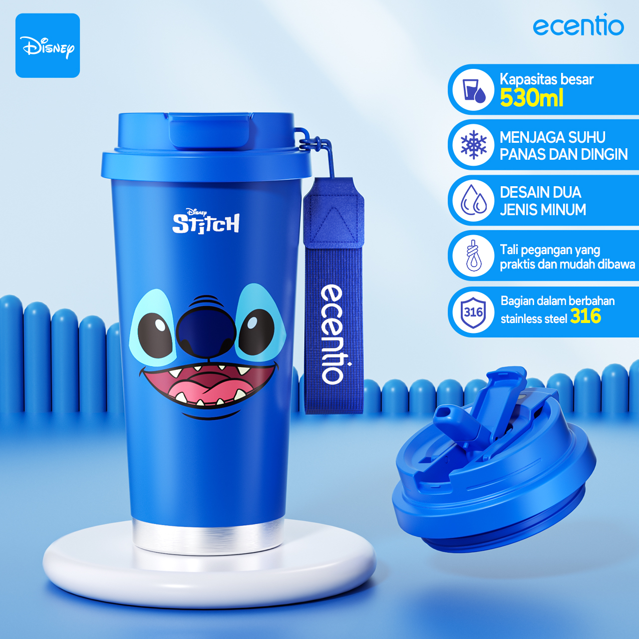 Jual ecentio X Toy story tumbler minum Disney lotso & stitch premium ...