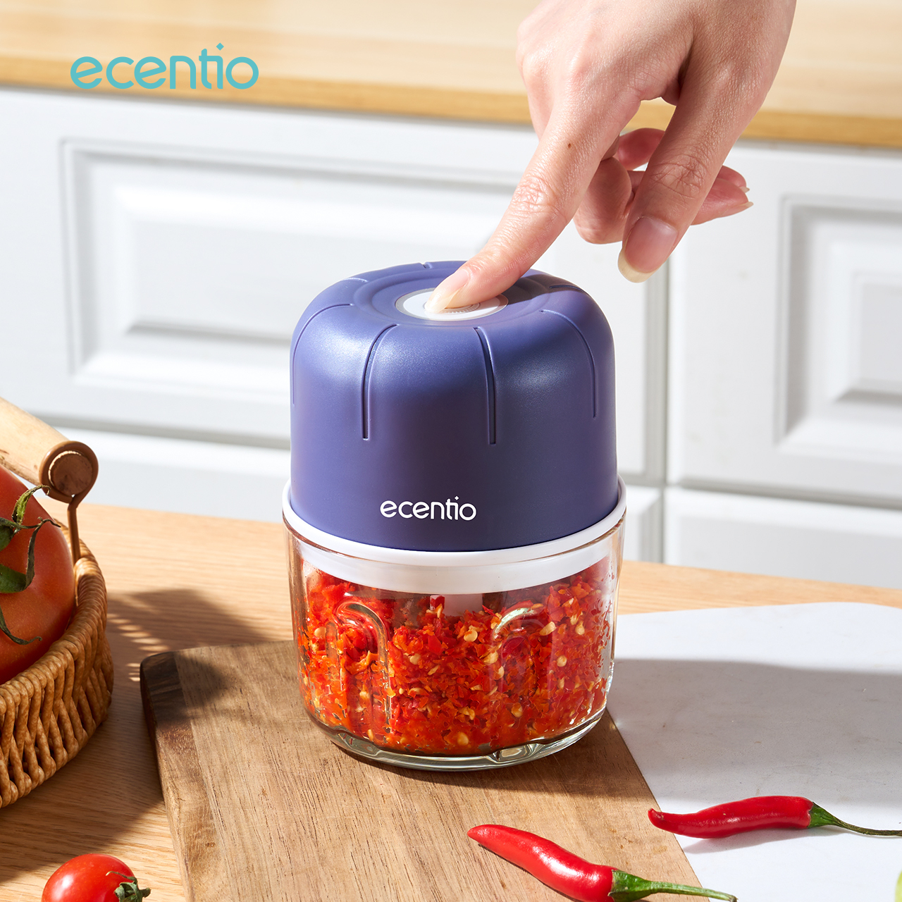 Jual ecentio Kaca Mini Chopper 250ml Penghalus Bawang Multifungsi 6 ...