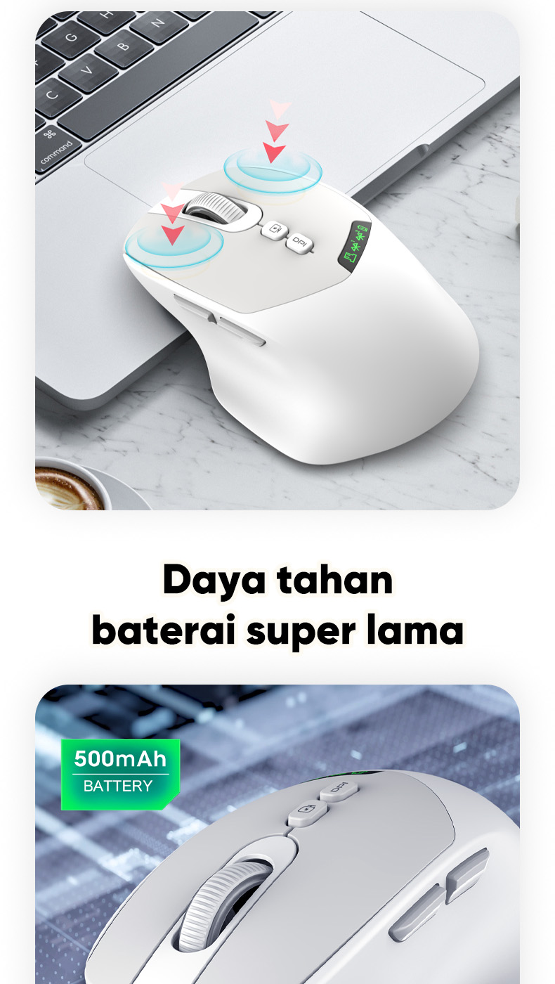 Jual MOFI Mouse Wireless 2.4GHz + Bluetooth Rechargeable Baterai Type-C ...