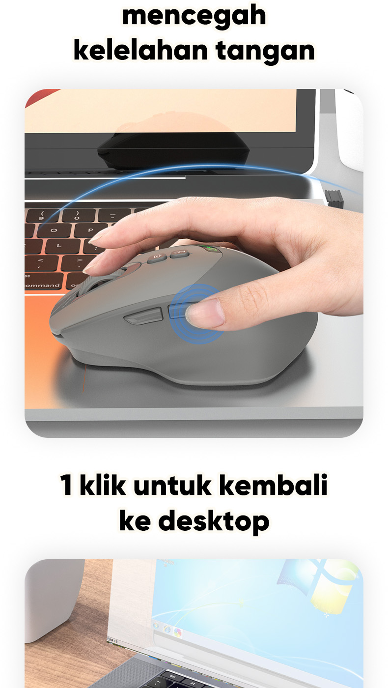Jual MOFI Mouse Wireless 2.4GHz + Bluetooth Rechargeable Baterai Type-C ...