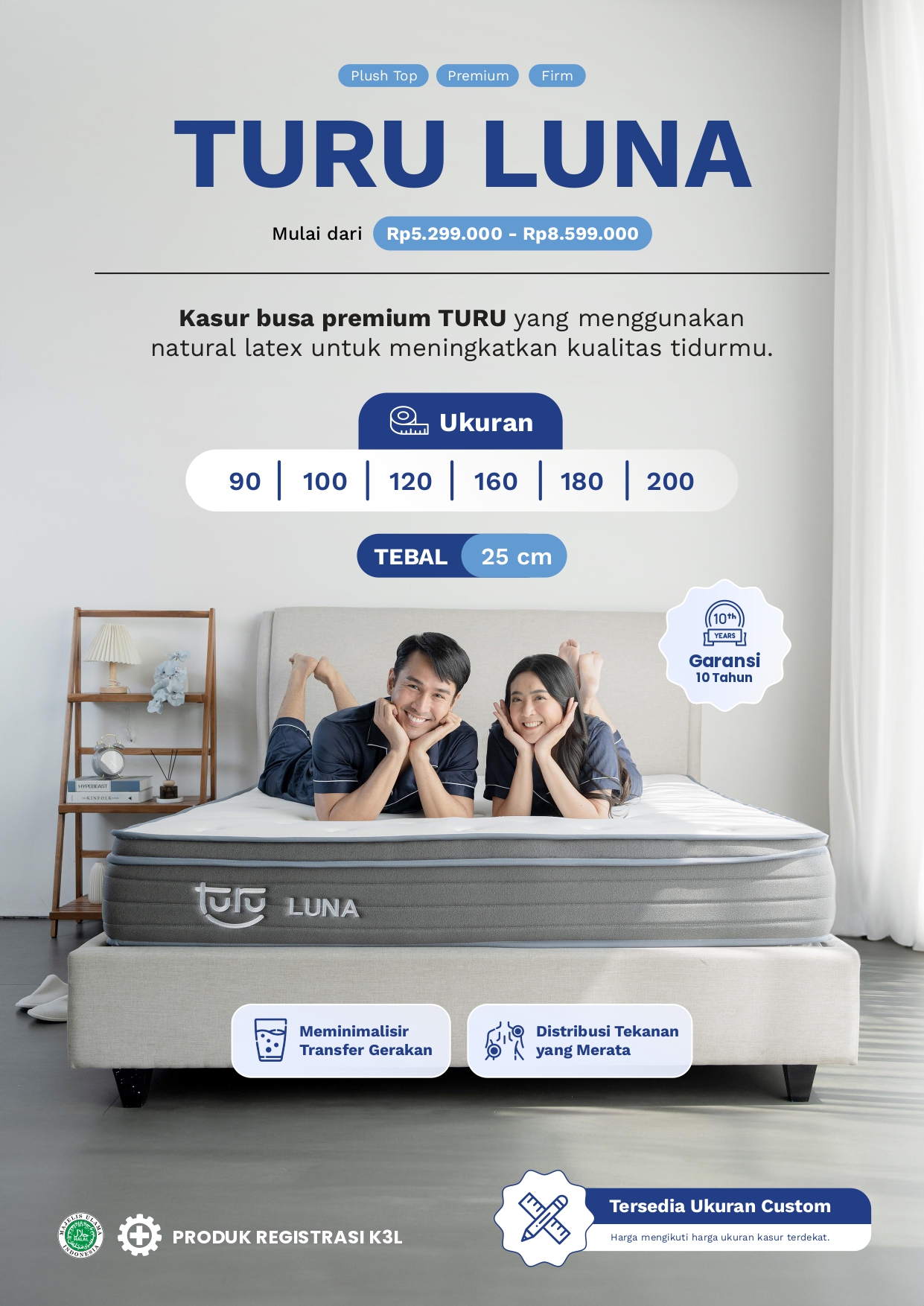 Jual Set Bundle Pocket Spring Bed TURU LUNA + Dipan PEANUT / OAT TURU - FULL SET TERMURAH ...