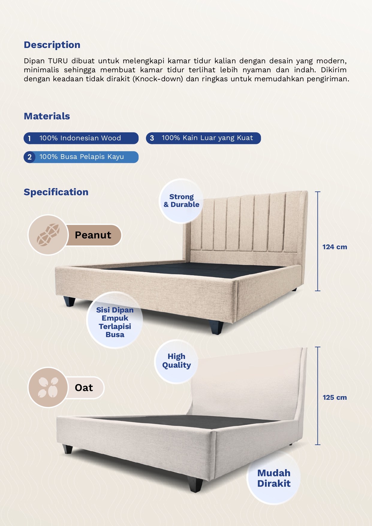 Jual TURU Dipan / Tempat Tidur / Bed Frame varian Oat - Knockdown | Shopee Indonesia