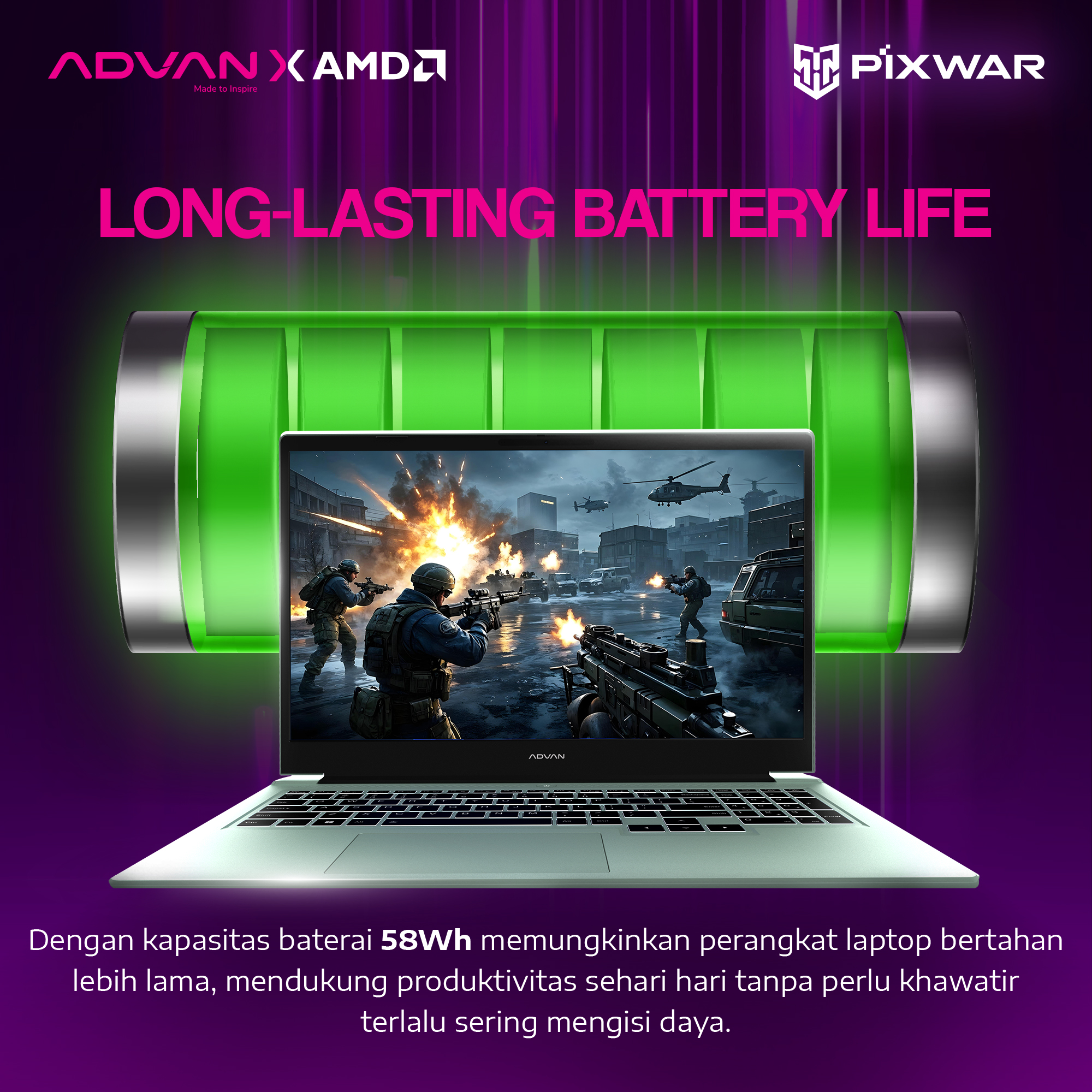 Jual [BEST DEALS] ADVAN Laptop Gaming Pixwar | AMD Ryzen 7 6800H | 16GB ...