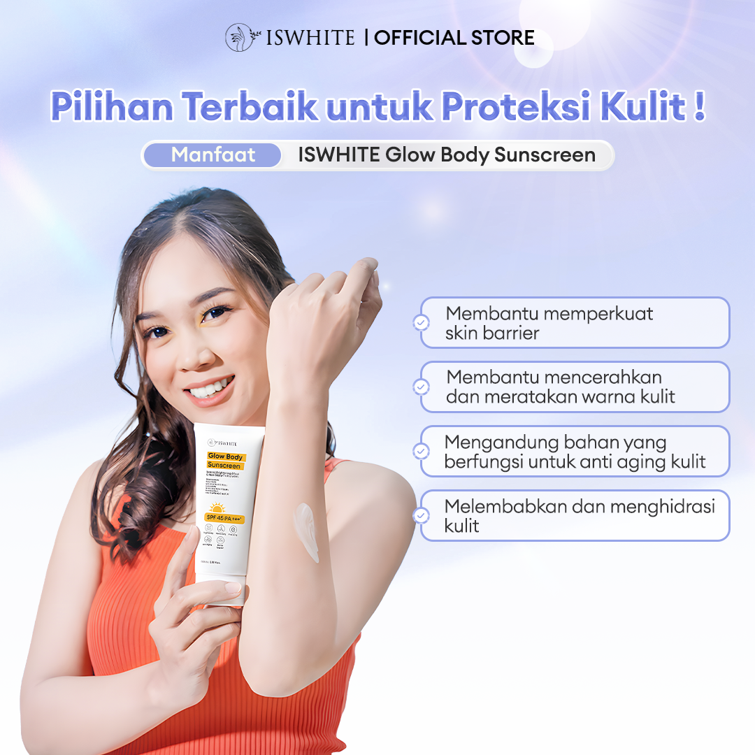 Jual ISWHITE Glow Body Sunscreen Body lotion SPF 45 PA+++ 100ml - Instan Tone Up Body Sunscreen ...