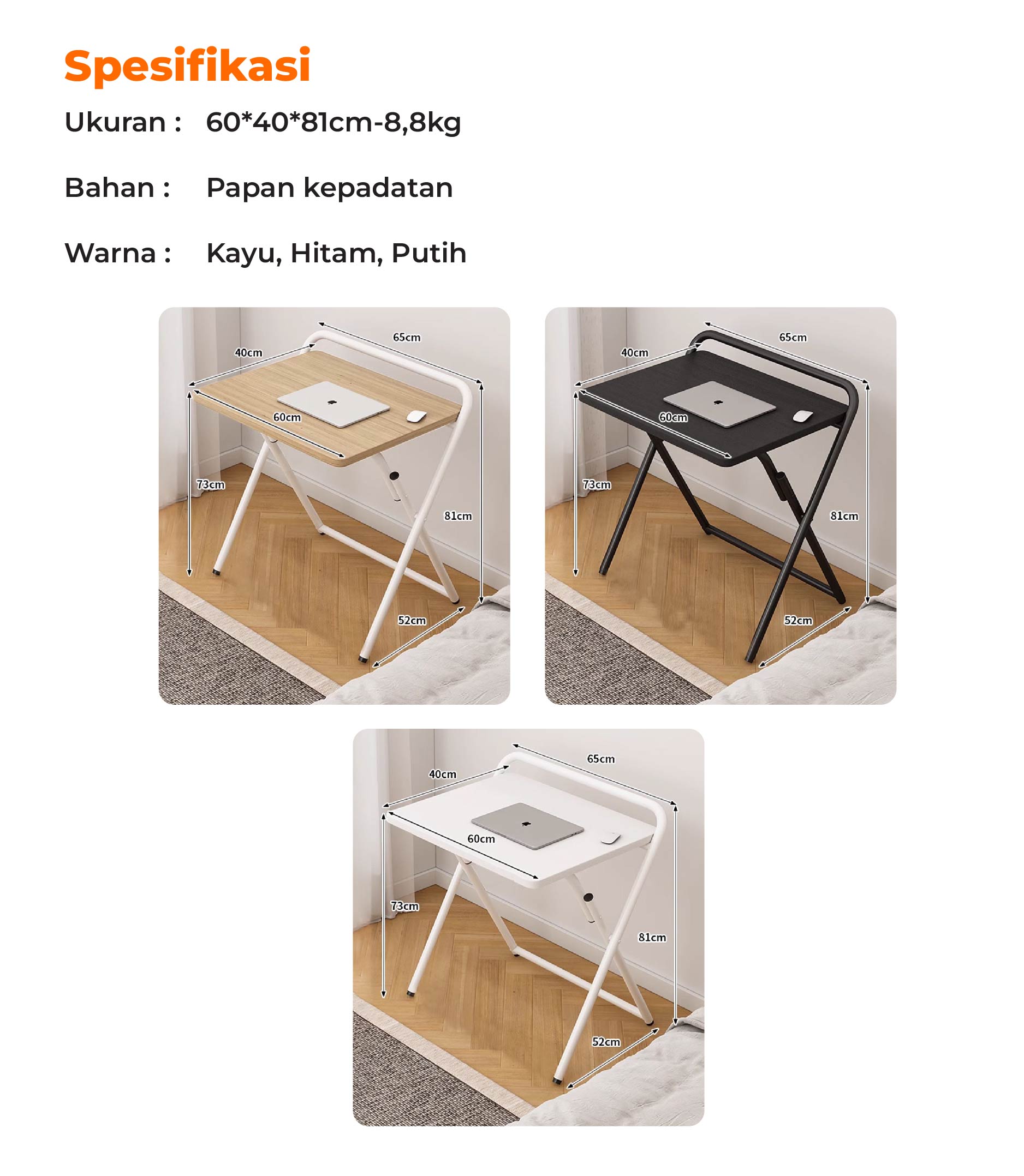 Jual Homedoki Meja Lipat Portable/Meja Belajar Lipat/ Meja Kerja/Meja Kantor/ Meja Laptop ...