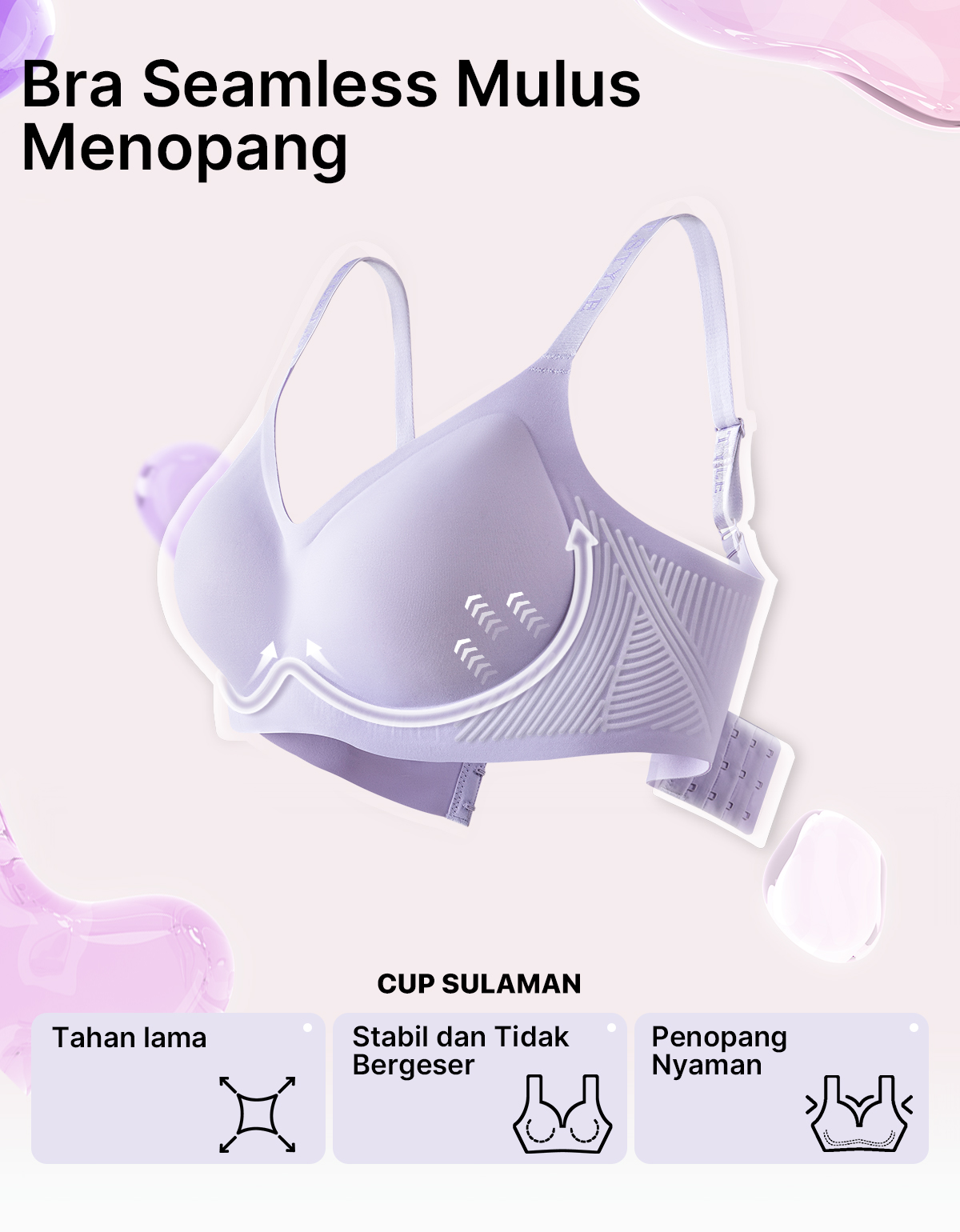 Jual Greney- Bra Seamless Mulus Menopang Tali bahu huruf mengkilap Cup ...