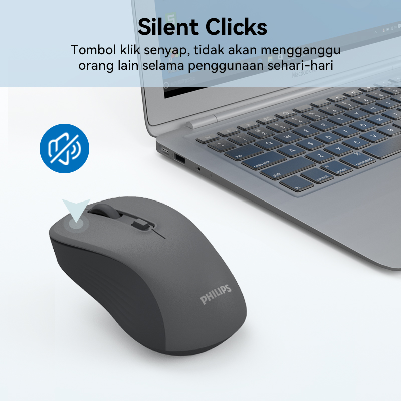 Jual Philips Mouse Dual Mode Wireless + Bluetooth Silent Clicks 1600 ...