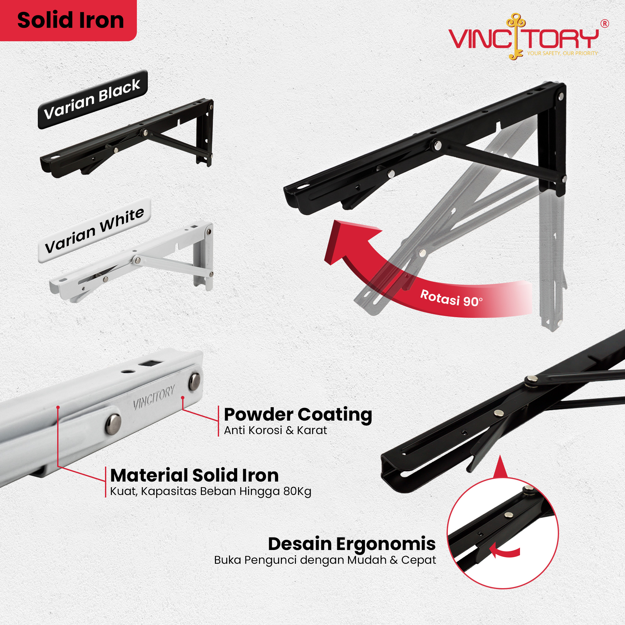 Jual Siku Rak Lipat Warna Putih Siku Meja Lipat Dinding Per Engsel ...
