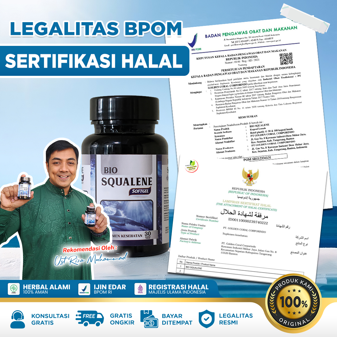 Jual Bio Squalene Original Omega 3 Fish Oil 500mg Ekstak Minyak Hati ...