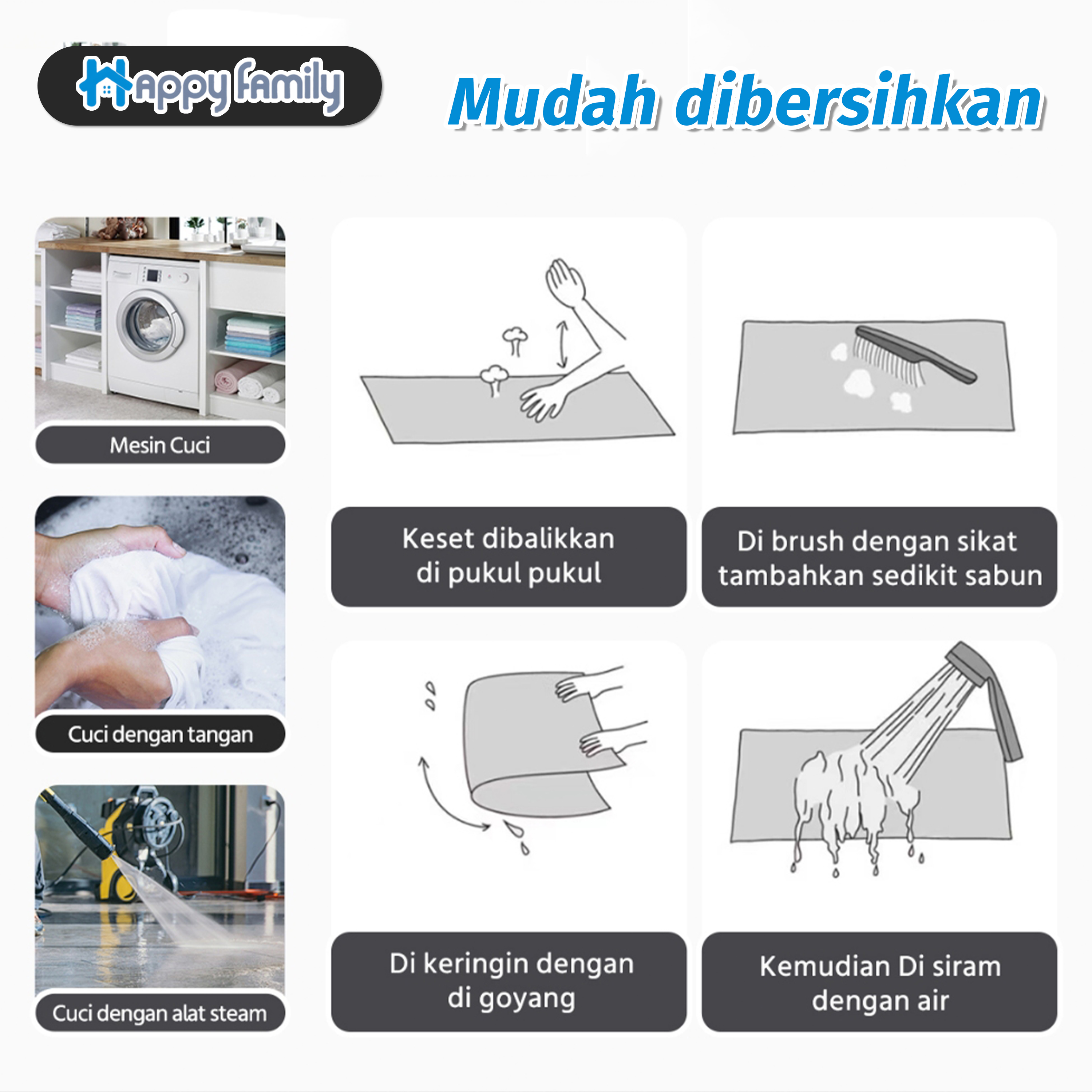 Jual (HF) Keset Lantai Motif 3D Modern Polyester Anti Slip Cepat Serap ...