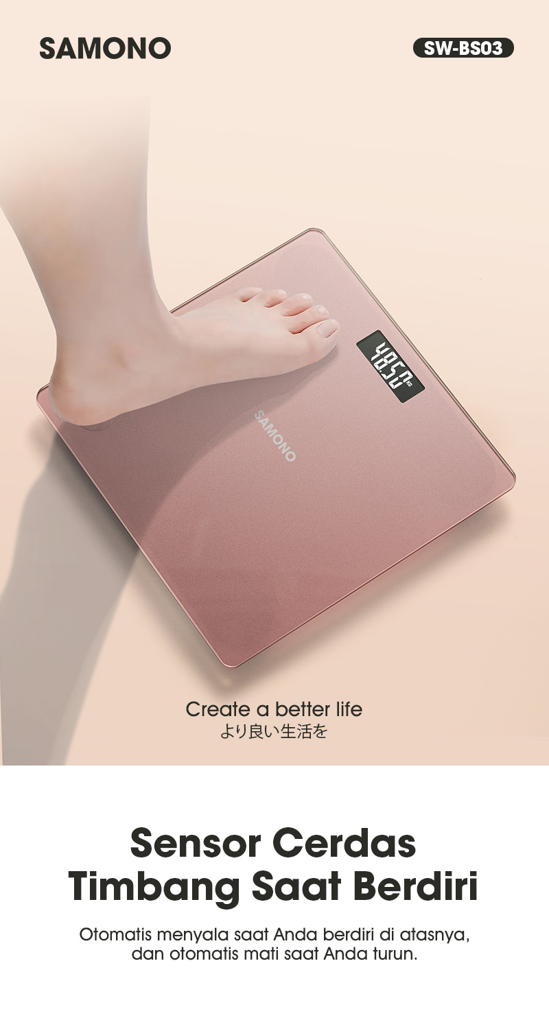 Jual SAMONO Timbangan Digital Badan LED Display 150kg – Akurasi 0.05kg ...