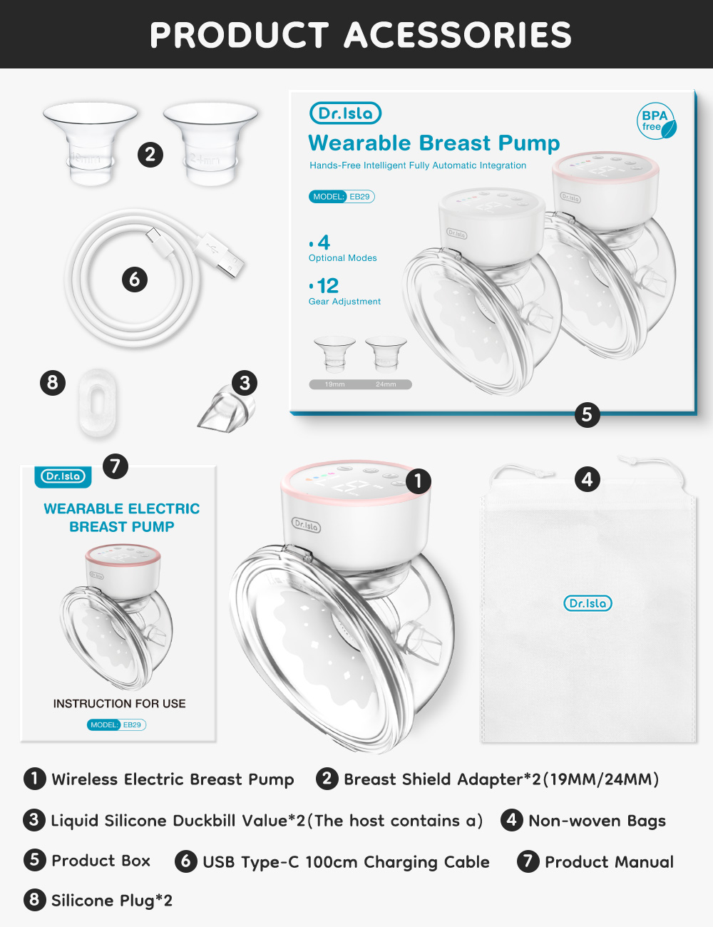 Jual Dr.isla Pompa Asi Elektrik Handsfree 19mm 24mm 27mm（Ibu Baru ...