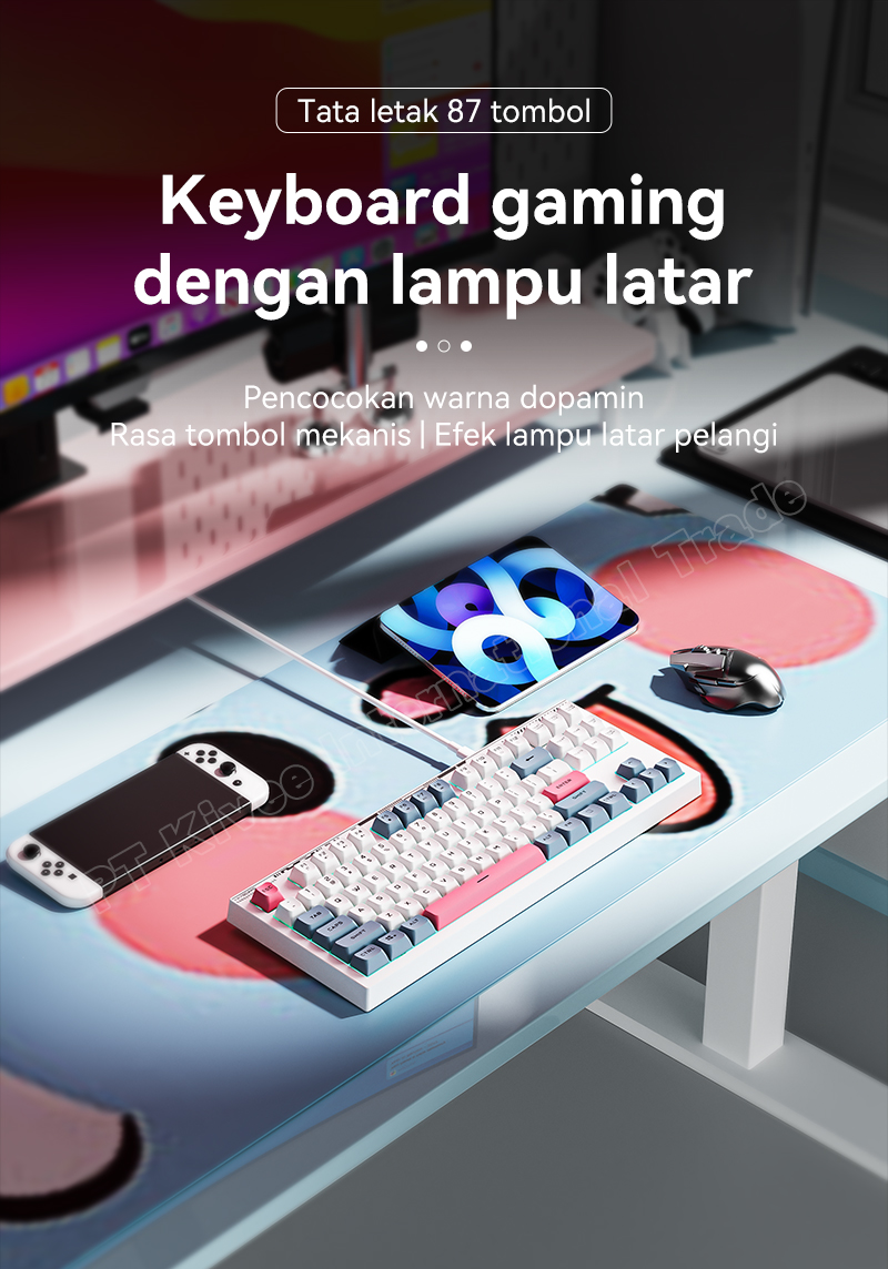 Jual YLV Mechanical Gaming Keyboard Kabel USB 87Keys RGB Backlit Wired ...