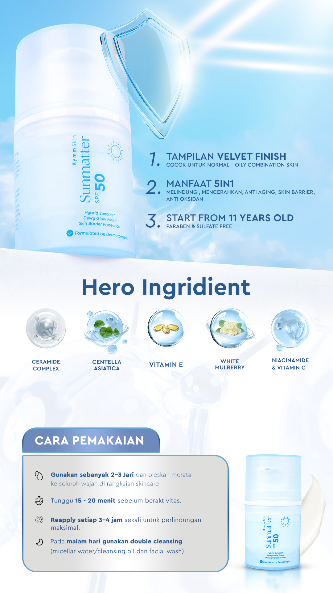 Jual KYMM SKIN Sunmatter Sunscreen SPF 50 PA+++ | Normal Oily In Vitro ...