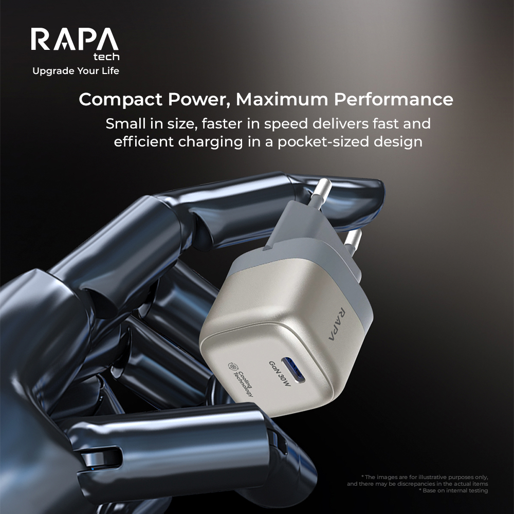 Jual RAPAtech Power Mini GaN 30W Charger iPhone 15 16 Type C to C Nylon ...