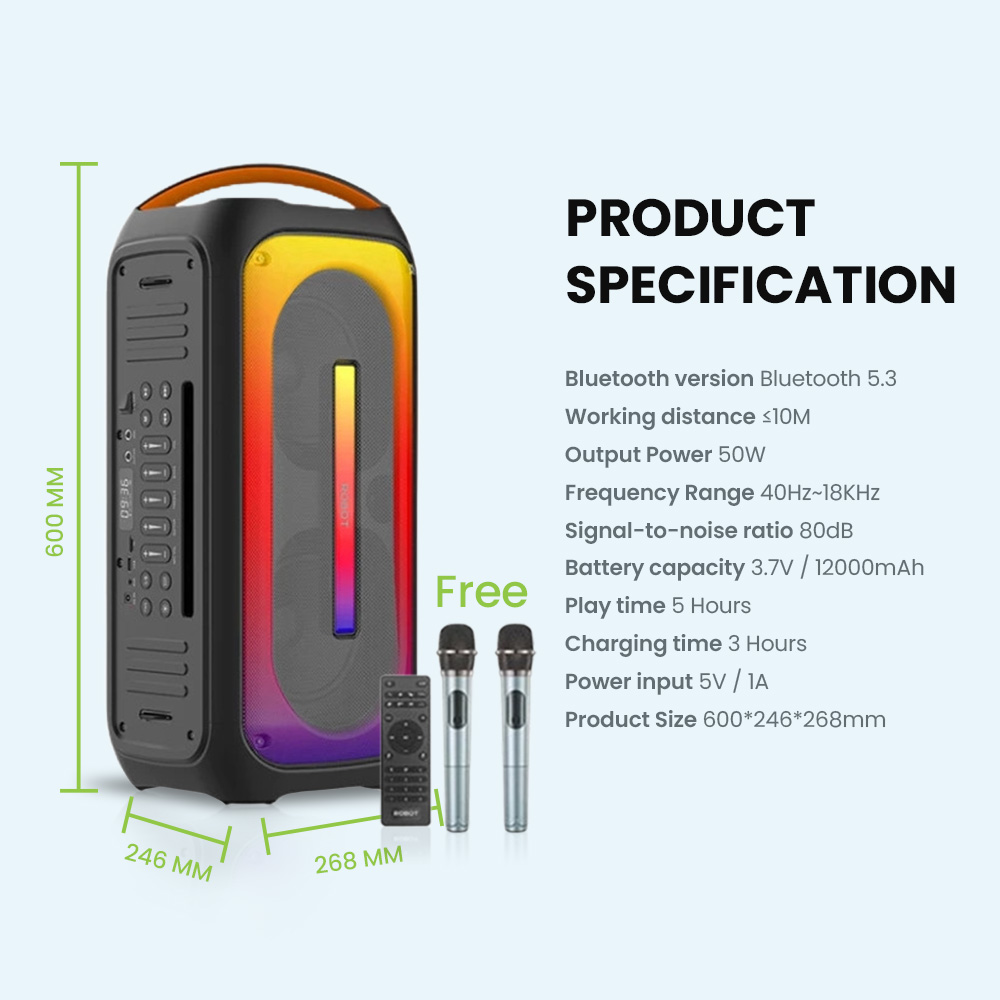 Jual ROBOT Speaker Karaoke 50W Dual Microphone Wireless RGB Light ...
