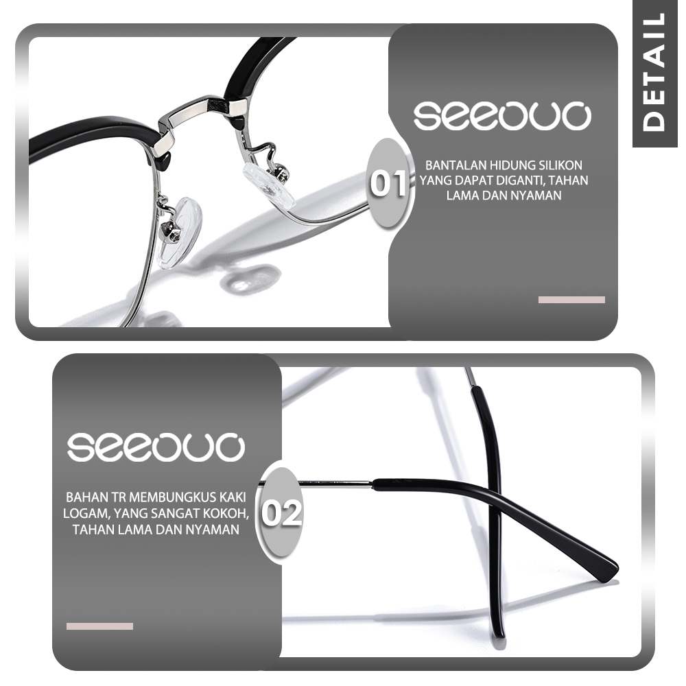 Jual Seeouo Frame Kacamata Antiradiasi Blueray Bentuk Kotak Bahan TR90 Bentuk Retro Laki Laki ...