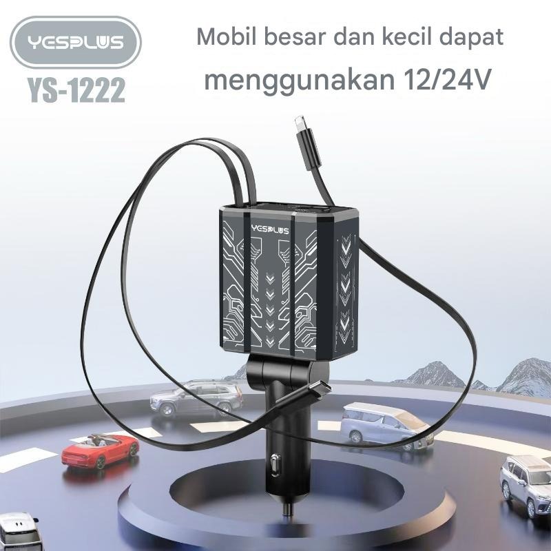 Jual Car Charger YESPLUS YS-1222 4in1 PD 105WMax Type-C Lighting Fast Charging | Shopee Indonesia