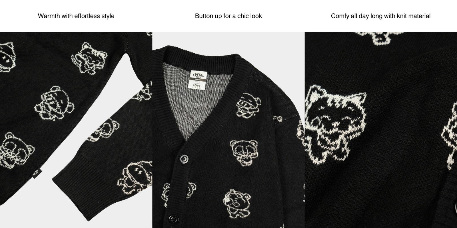Jual CRSL Black Pattern Cardi | Cardigan Pria | Cardigan Wanita | Knit ...
