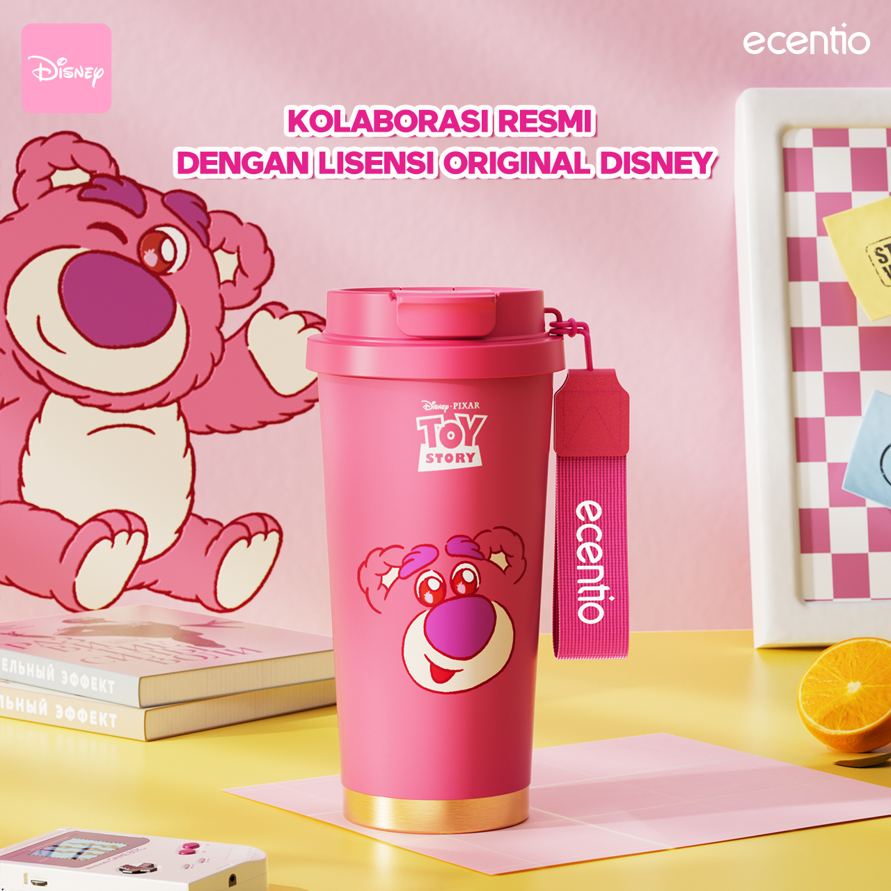 Jual [ORI]ecentio X Toy story tumbler minum Disney lotso & stitch premium 530ml tahan dingin 24 ...