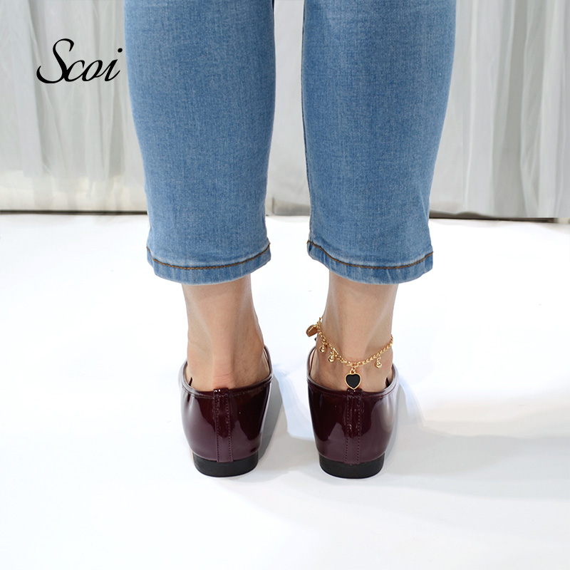 Jual Scoi Sepatu Mary Jane Datar Sepatu Balet Wanita Merah Tua | Shopee ...