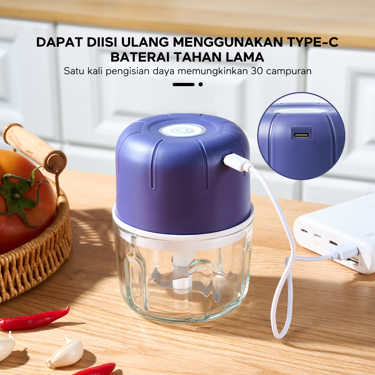 Jual ecentio Kaca Mini Chopper 250ml Daging&Bumbu MultiFungsi Mini ...