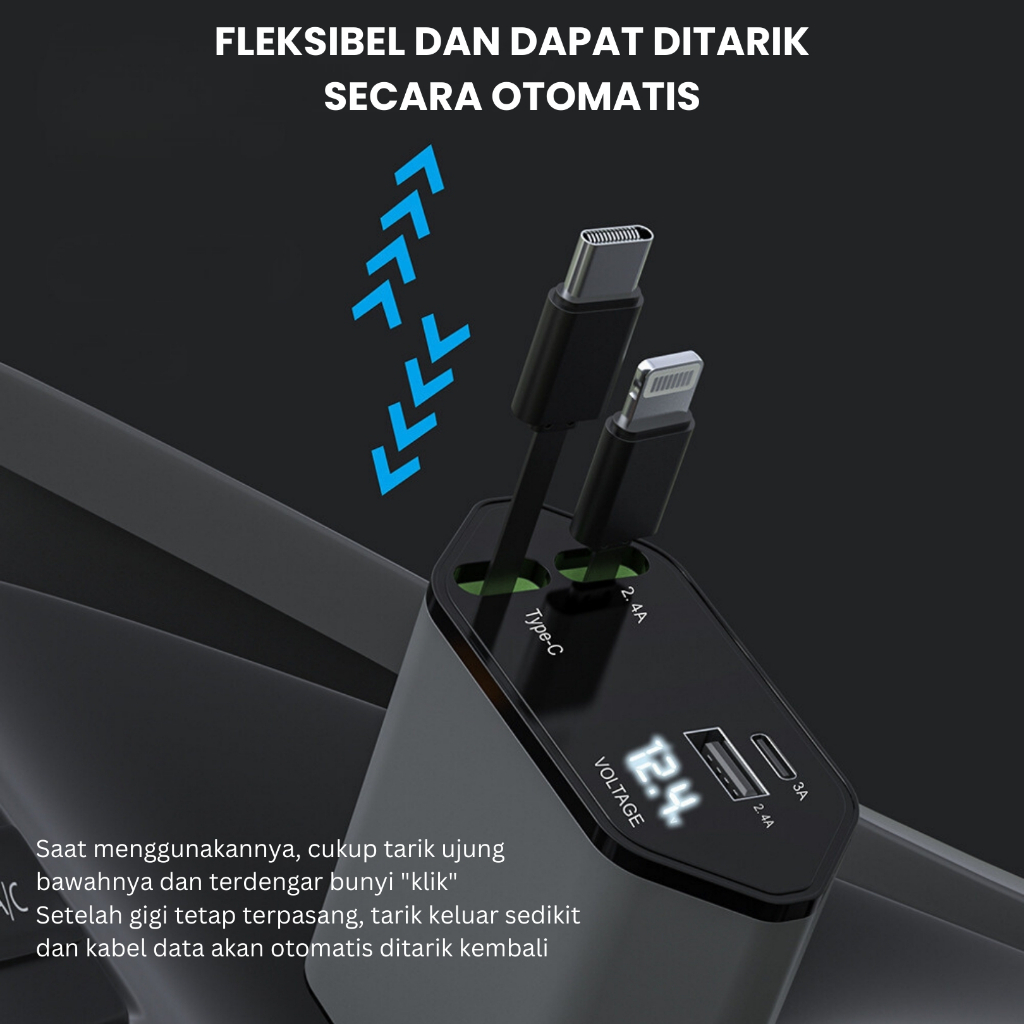 Jual UPLU Car Charger Colokan Mobil 4 Ports PD 120W USB Type C ...