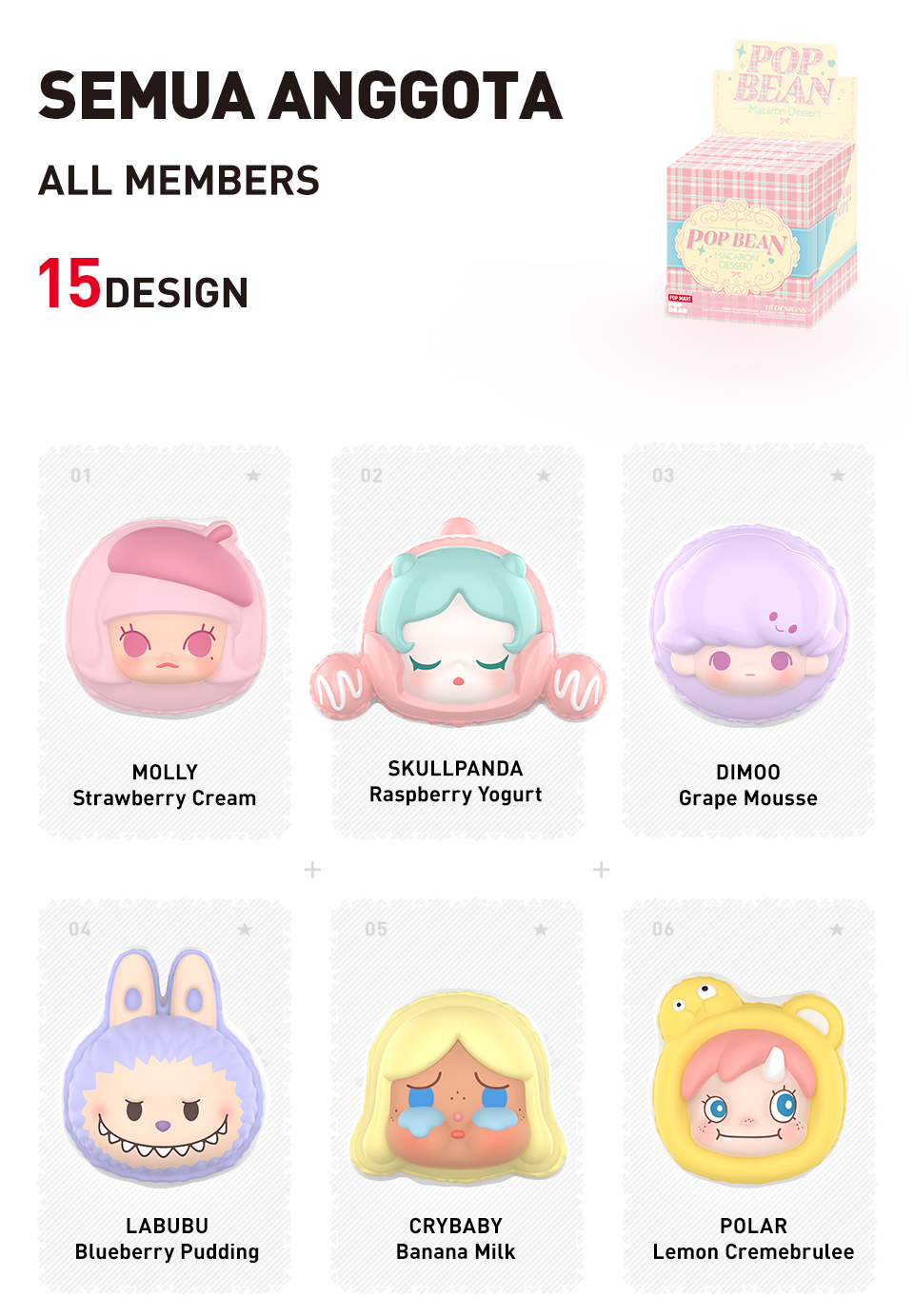 Jual POP MART POP BEAN Macaron Dessert Series Box Set Action Figure ...