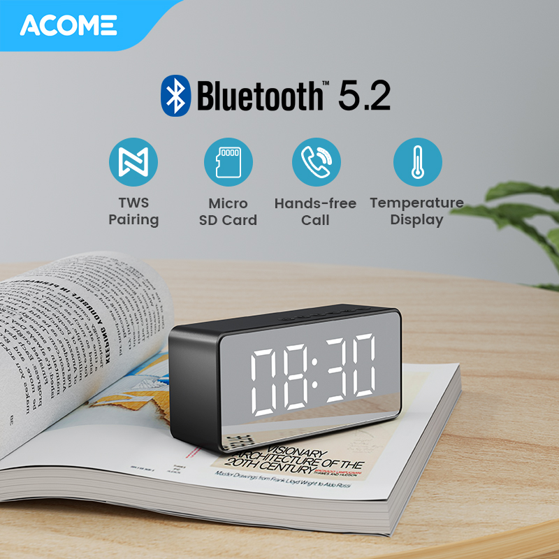 Jual Acome Speaker Bluetooth 5.2 Jam Alarm LED Display Shocking Bass ...